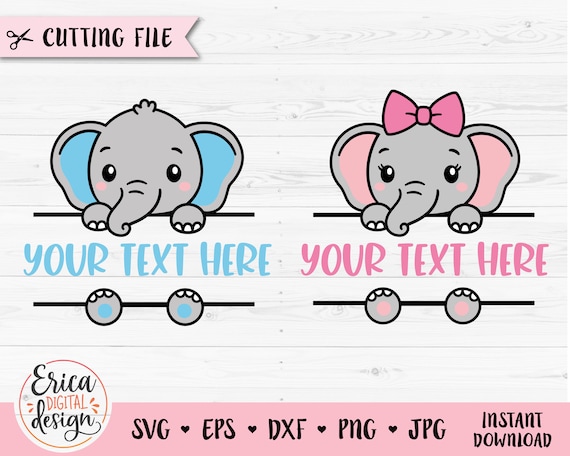 Elephant Monogram SVG Split Monogram Name Frame Cricut - Etsy