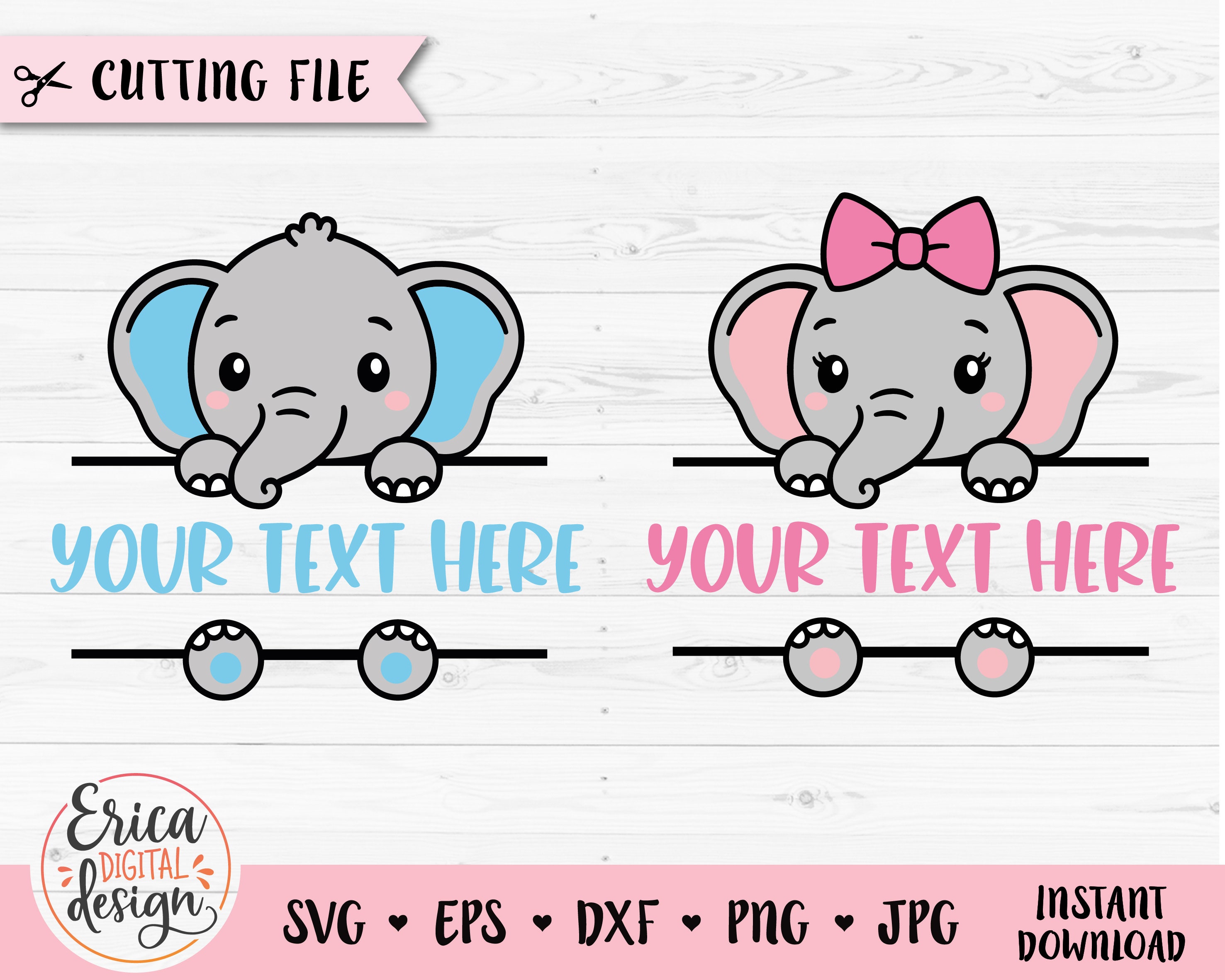 Elephant Monogram SVG Split Monogram Name Frame Cricut - Etsy