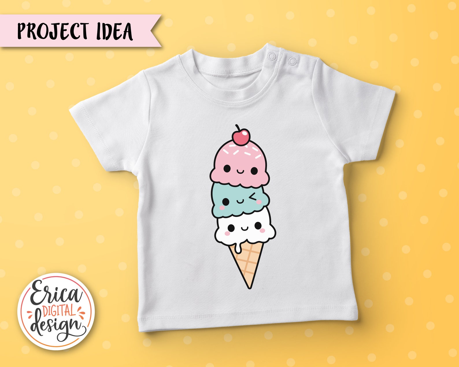 Ice Cream SVG Cut File Triple Ice Cream Cone Summer Party Dessert Cute ...
