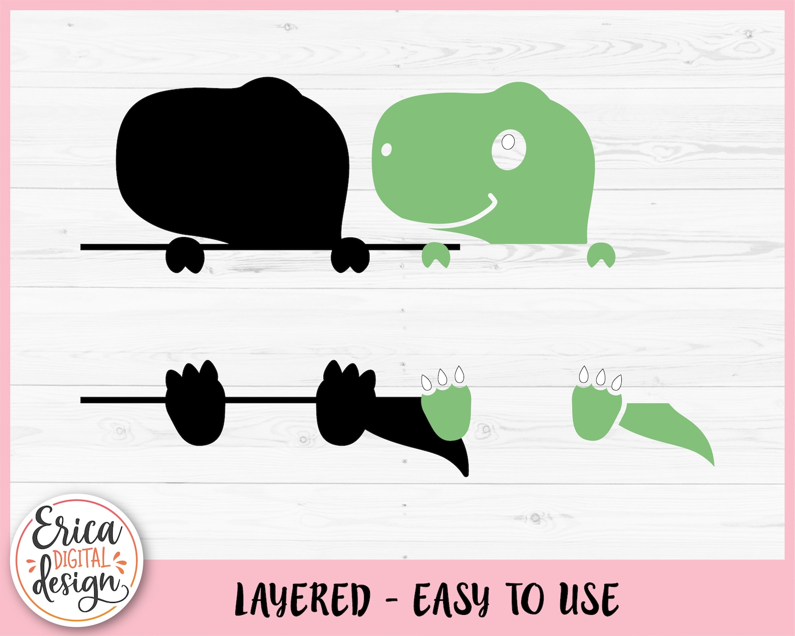 T-rex Name Frame Cut File Cricut Silhouette Split Dino Trex Monogram ...