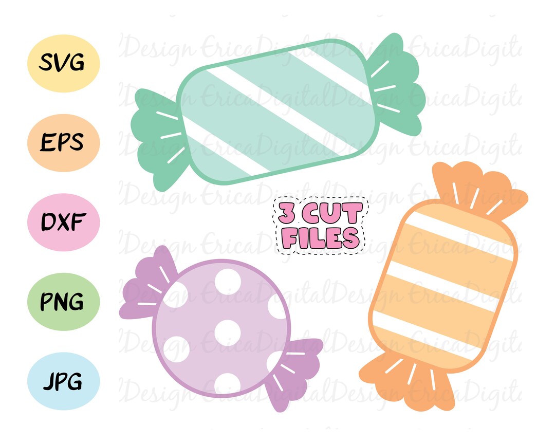 Cute Candy SVG Cut File Kawaii Holiday Candies Vector Sweet Cutting ...
