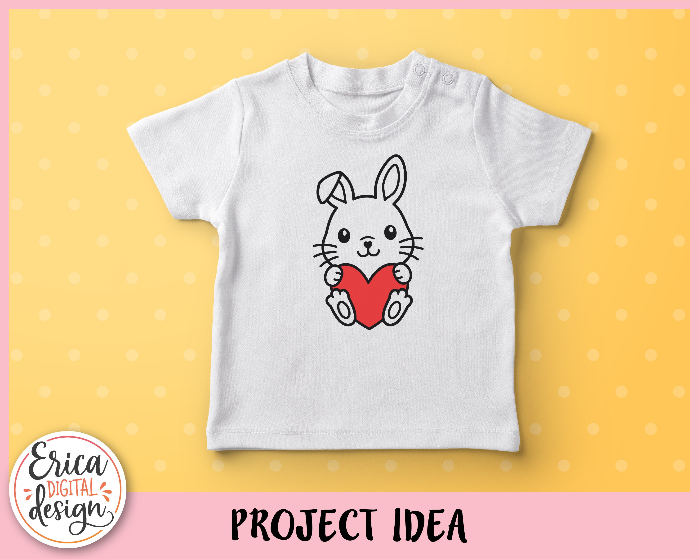 Bunny With Heart SVG Cute Baby Rabbit Outline Cut File Cricut - Etsy