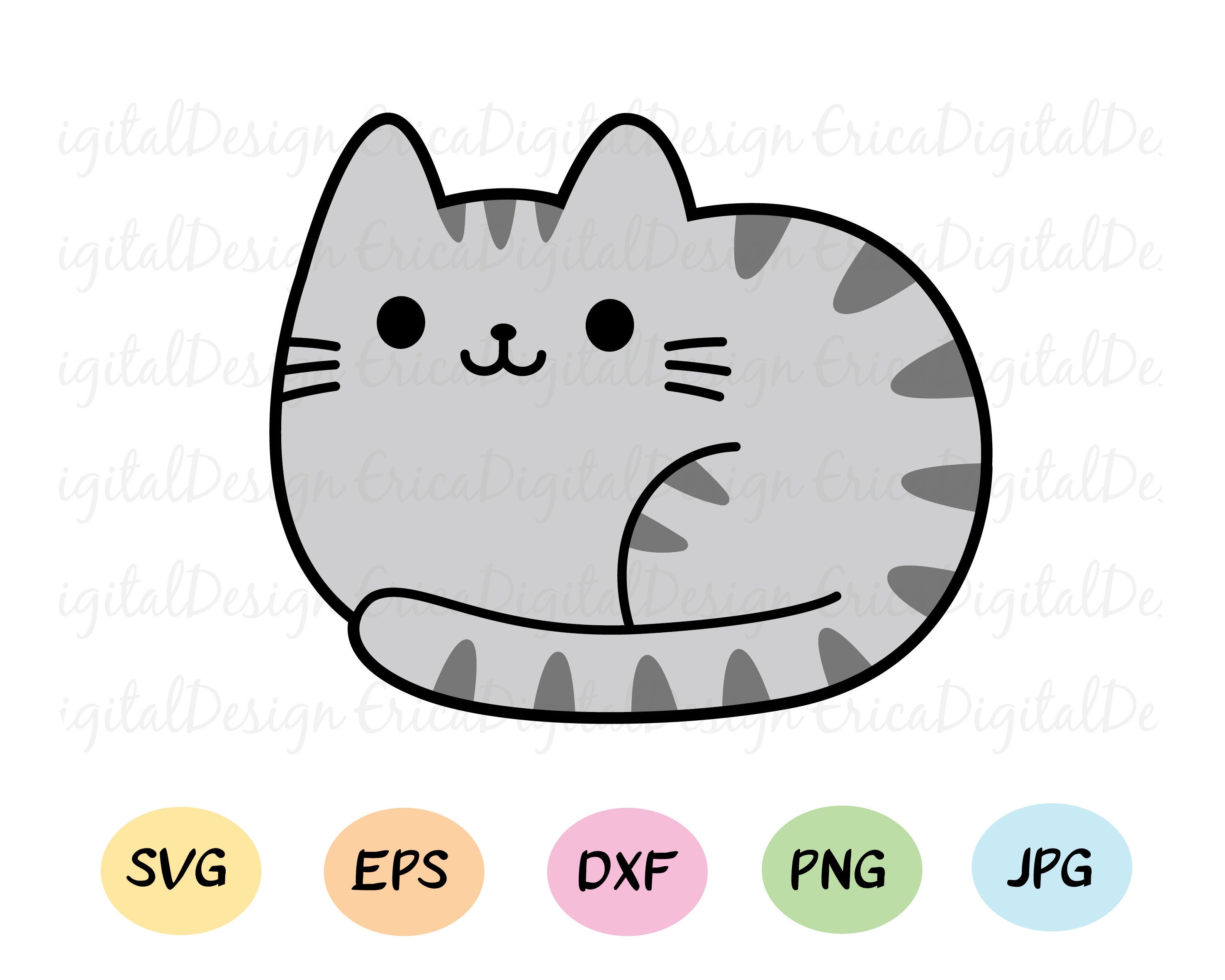 Cute cat SVG cut file Kawaii cat cutting file Kitty vector | Etsy