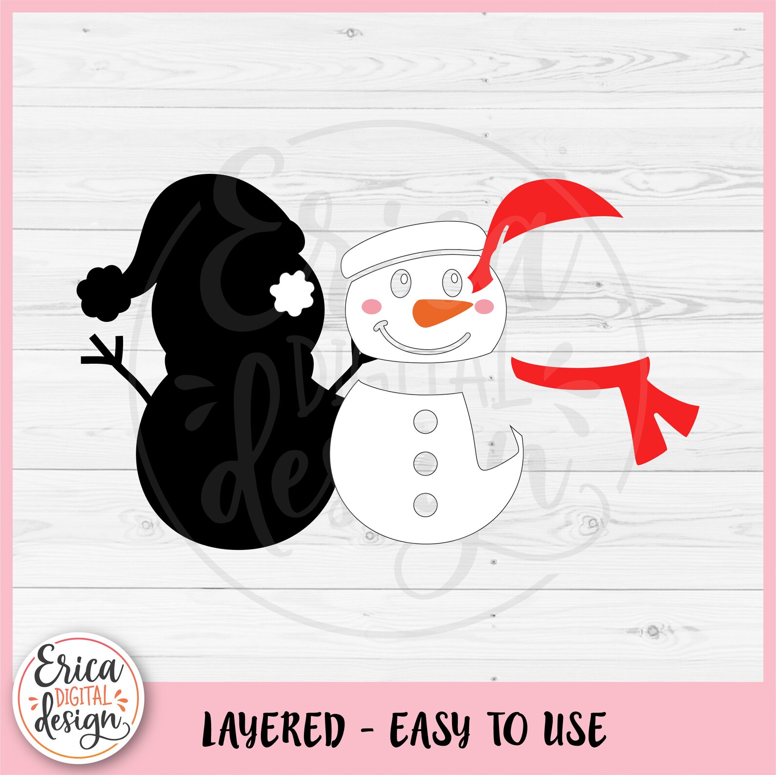 Snowman SVG Cute Snowman Layered Cut File for Cricut Silhouette Funny ...