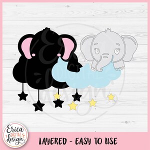 Baby Elephant SVG Layered Cut File Cricut Silhouette New Born Elephant ...
