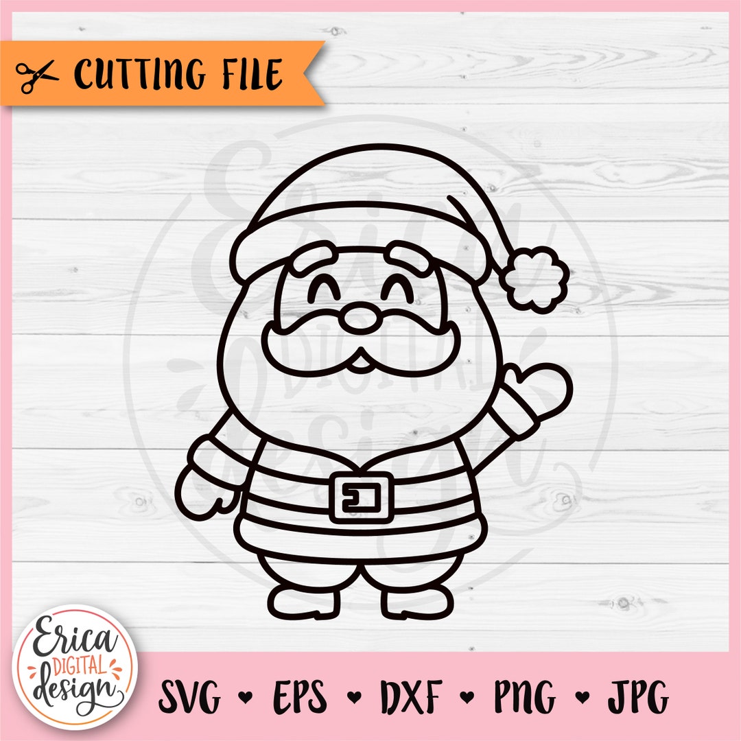 Santa SVG Cute Santa Outline Cut File Cricut Silhouette Santa Claus ...