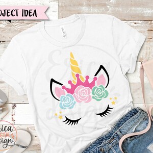 Unicorn Face SVG Unicorn Eyelashes Cut File Crown Flowers Floral ...