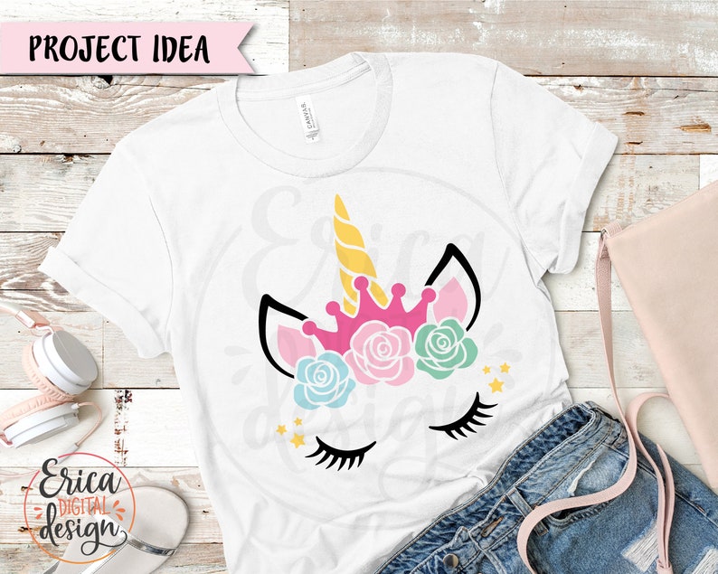 Unicorn Face SVG Unicorn Eyelashes Cut File Crown Flowers | Etsy