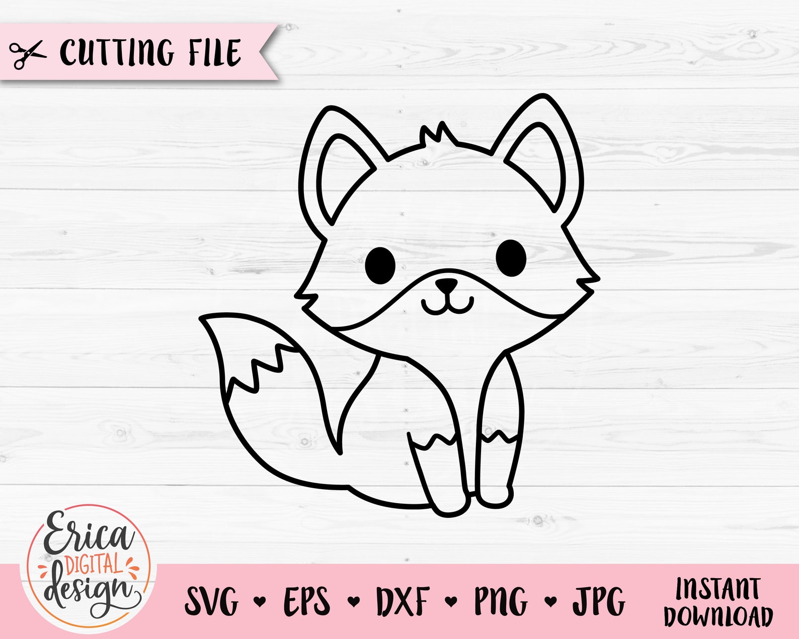Baby Fox Outline SVG Cut File Cute Fox Baby Shower Boy Girl - Etsy