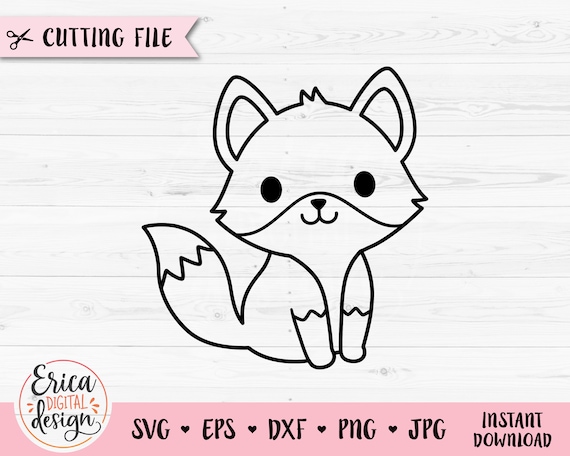 Bébé renard contour SVG fichier coupé Mignon Fox Baby Shower - Etsy France