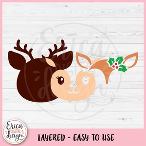 Reindeer Face SVG Christmas Reindeer Layered Cut File for Cricut ...