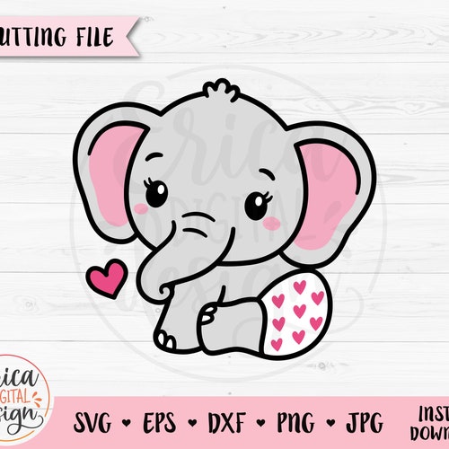 Baby Elephant SVG Cute Elephant Girl Cut File Sweet Elephant - Etsy