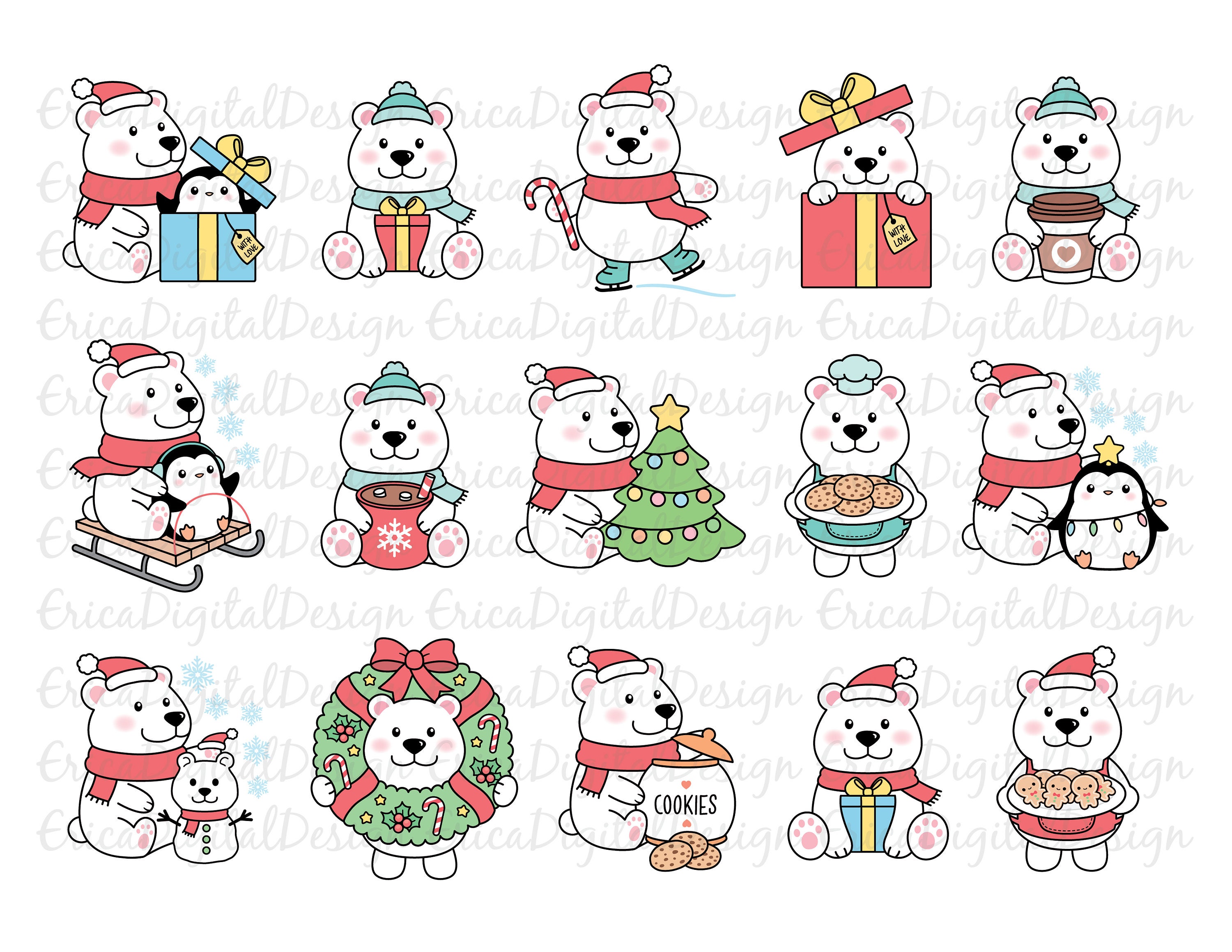 Christmas Polar Bear Clip Art