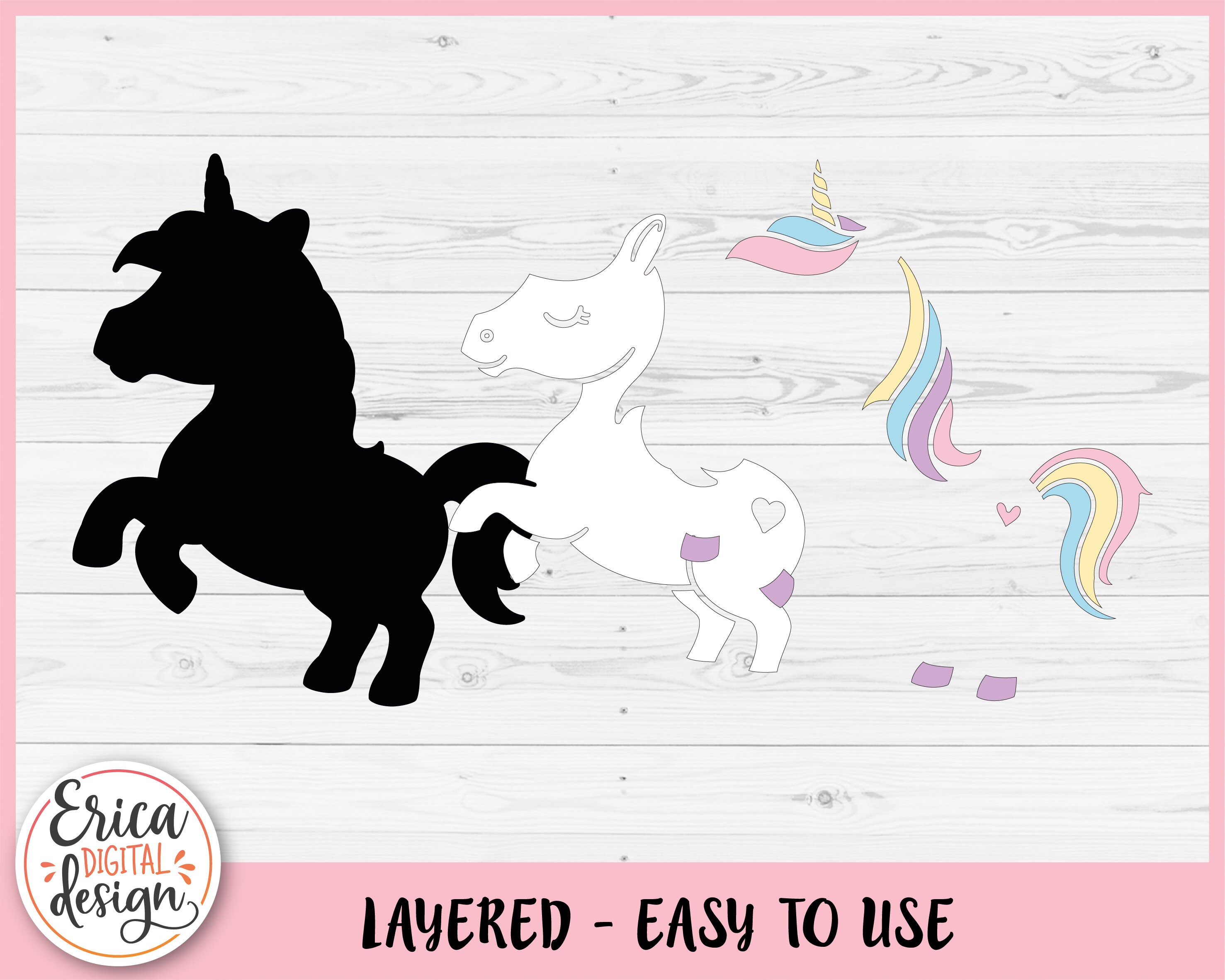 Baby Unicorn Layered SVG Cut File for Cricut Silhouette Cute Magical ...