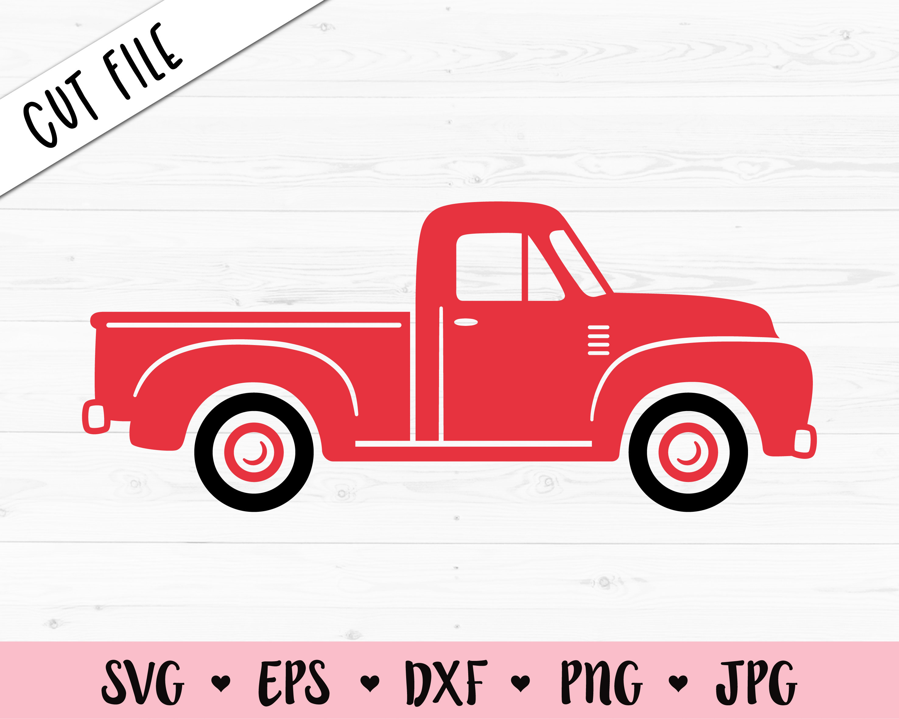 Pickup Truck SVG Vintage Red Pickup Truck Cut File Car Old Van Retro ...