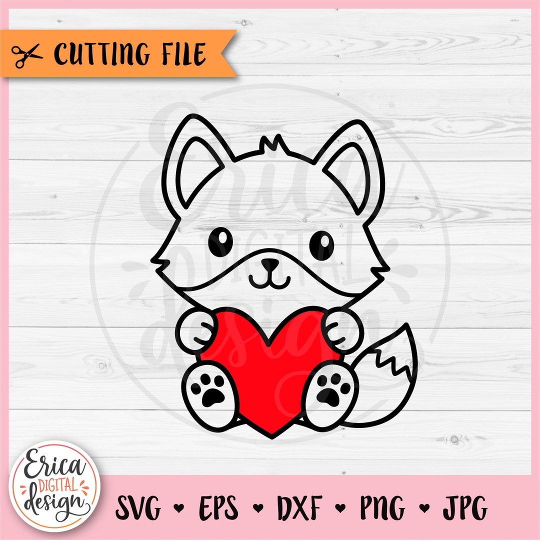 Cute Fox Valentine Heart SVG Cut File Cricut Silhouette Love Happy ...