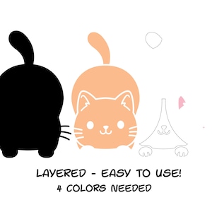 Cute Cat Layered SVG Cut File Kawaii Orange Cat Cutting File Kitty ...