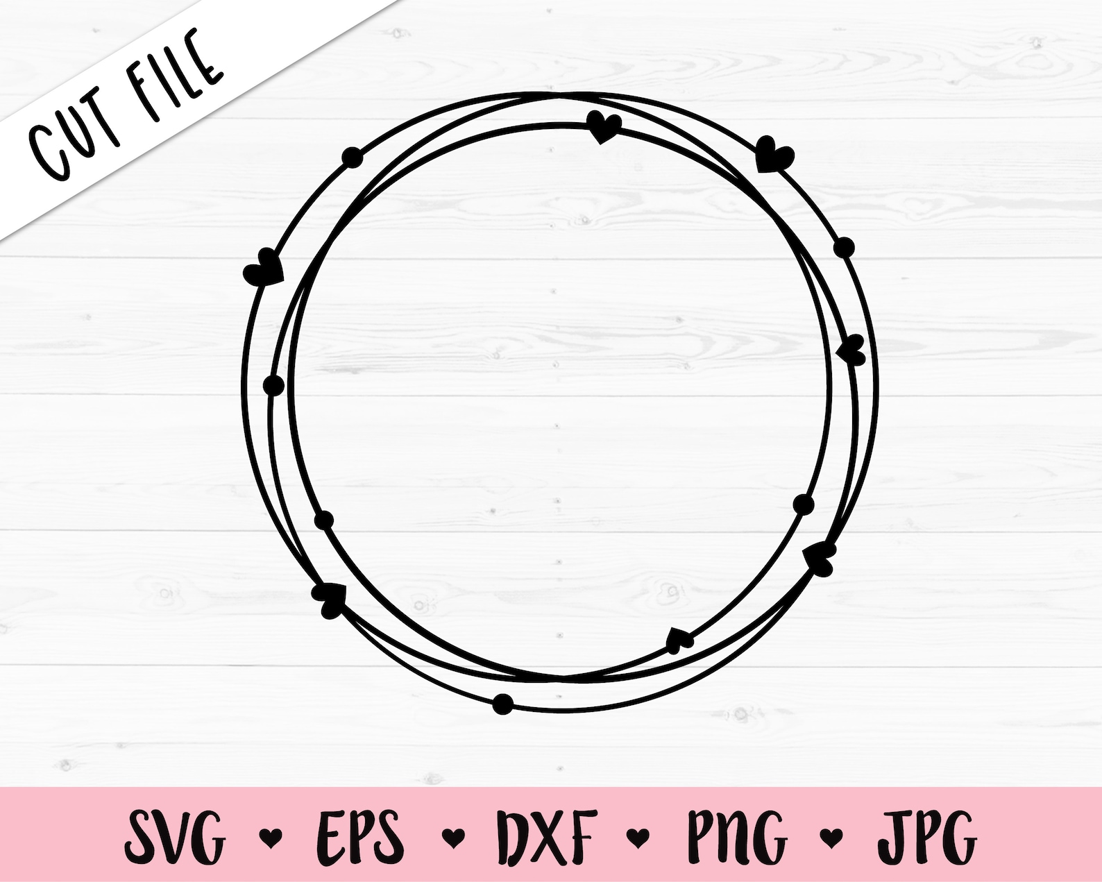 Circle Frame SVG Scribble Round Frame Cut File Cute Dots Hearts ...