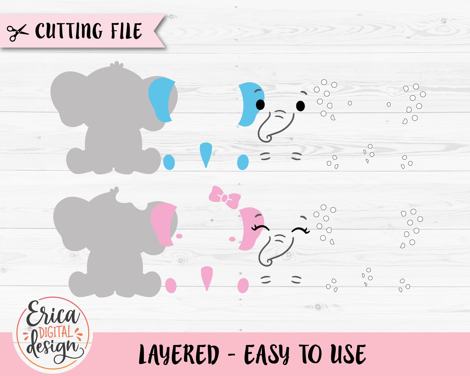 Elephant Boy Girl SVG Cute Baby Elephant Layered Cut File Baby | Etsy