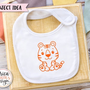 Tiger SVG Cute Baby Tiger Outline Cut File for Cricut Silhouette Jungle ...