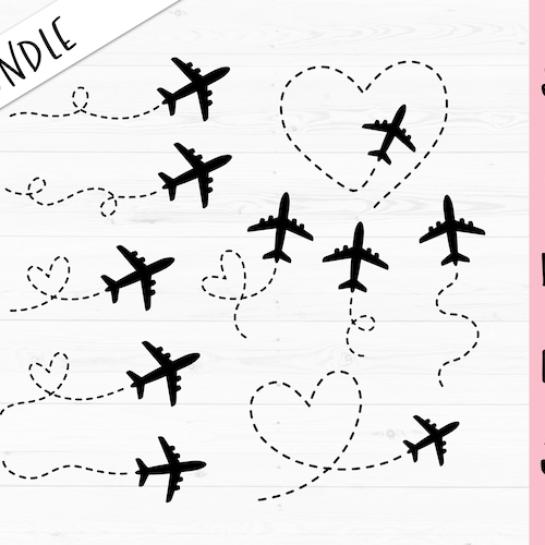 Airplane Bundle SVG Plane Route Heart Path Cut File Travel | Etsy