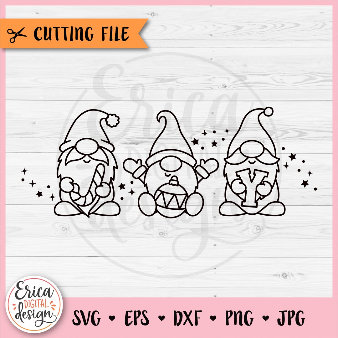 Gnomes SVG Christmas Gnomes Outline Cut File Cricut Silhouette ...