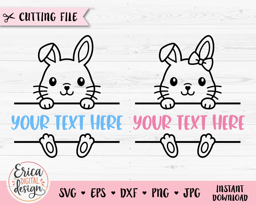 Bunny Monogram SVG Rabbit Split Monogram Name Frame Cricut Silhouette ...