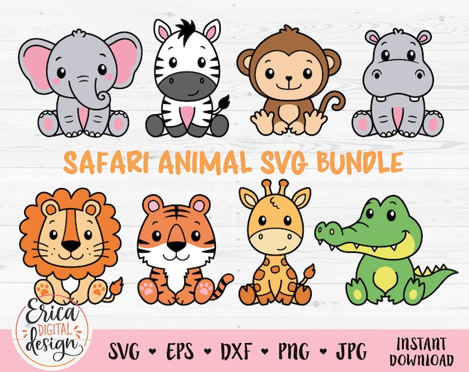 Safari Animal Name Frame SVG Cut File Cricut Silhouette Split Monogram ...
