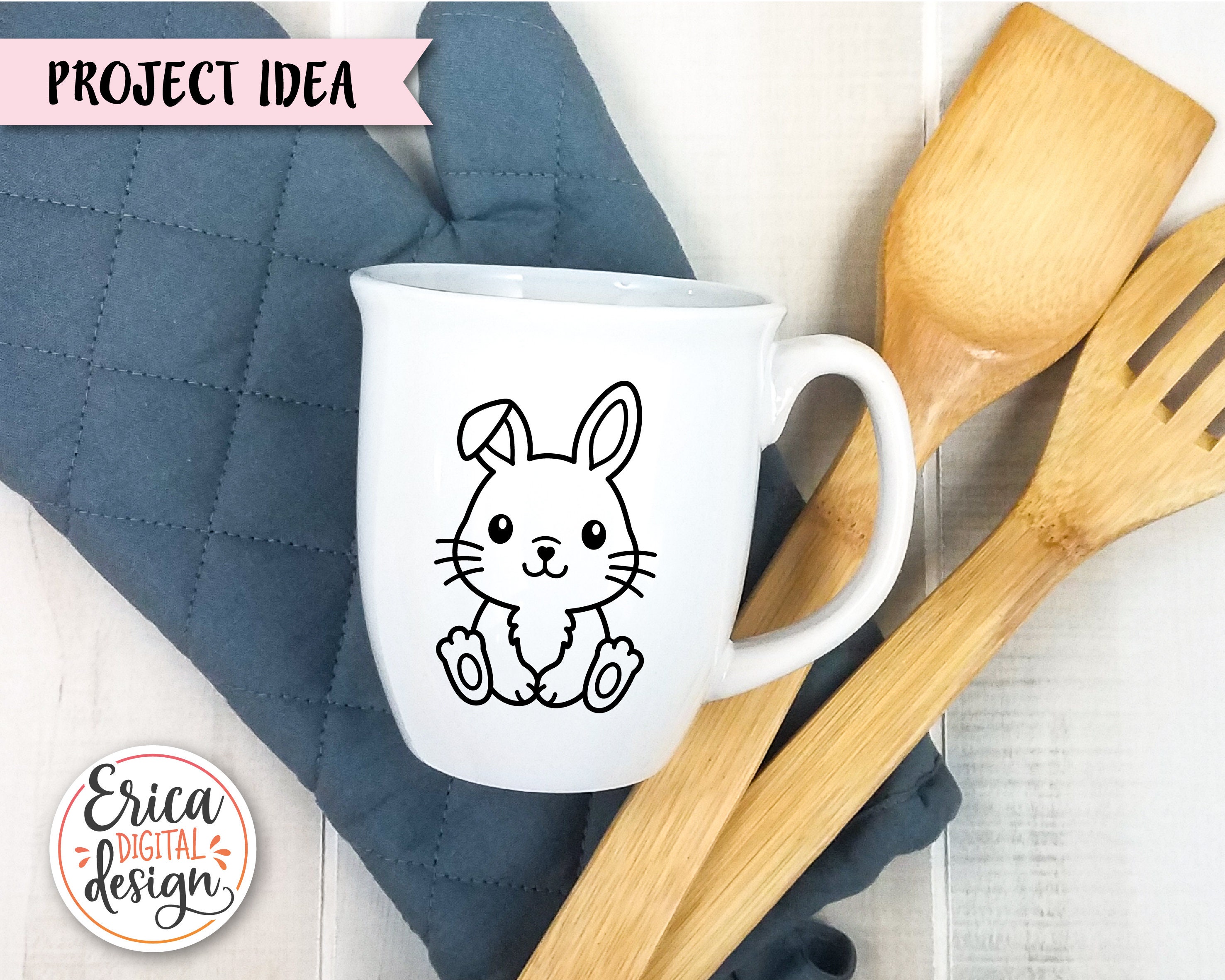 Bunny SVG Cute Sitting Rabbit Outline Cut File for Cricut - Etsy