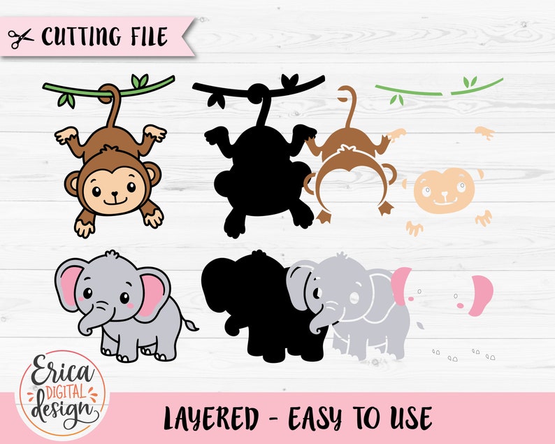 Safari Animals Layered SVG Cute African Jungle Animal Cut File Cricut ...