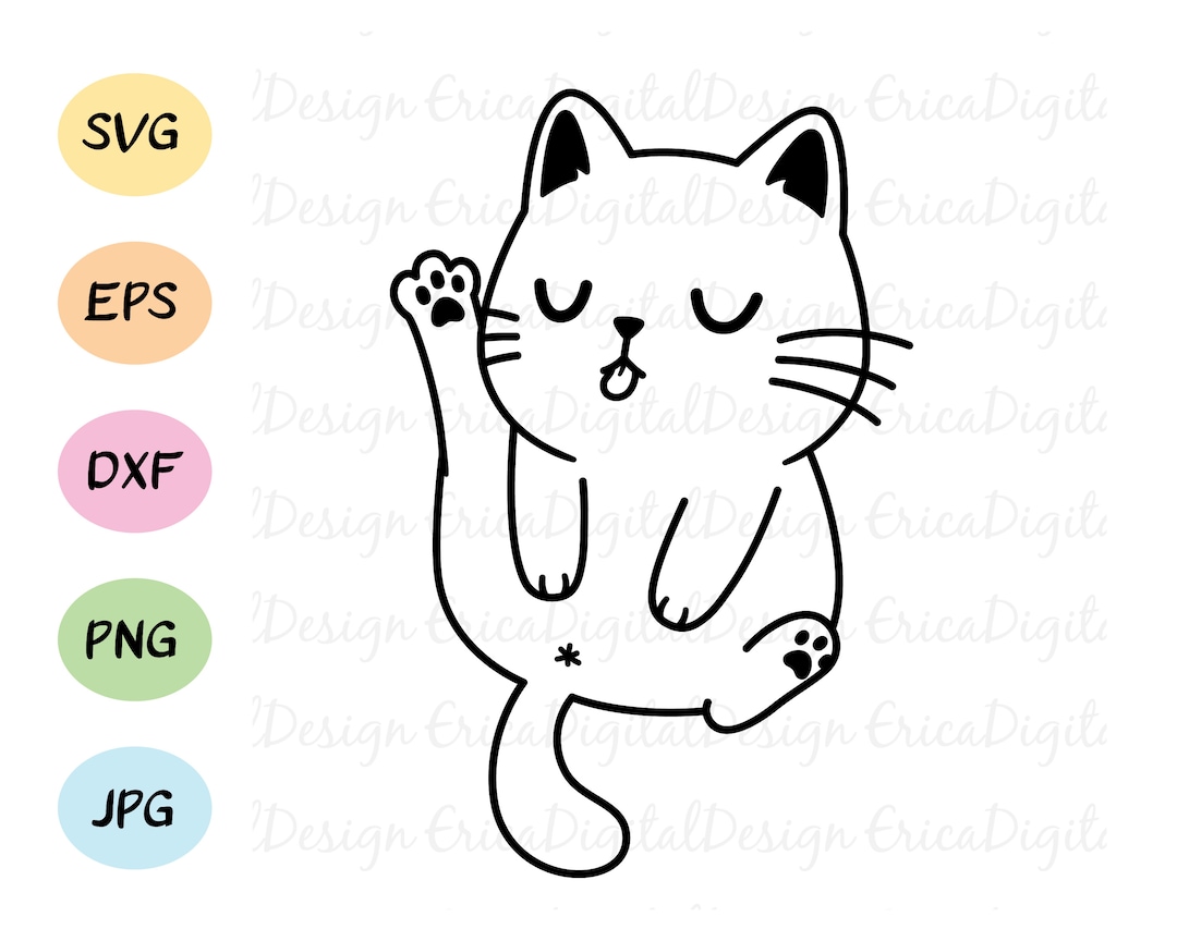 Licking Cat SVG Cut File Funny Cats Cute Kitty Cuttable Vector Cats ...