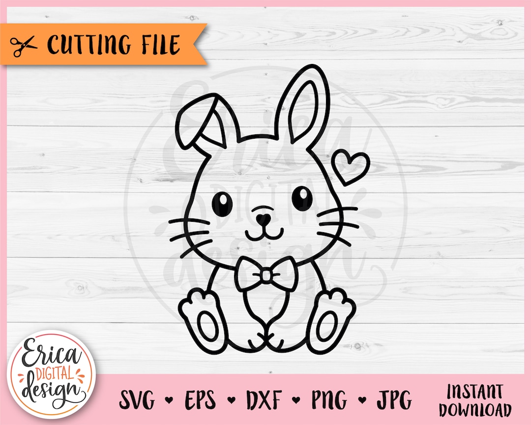 Baby Bunny Outline SVG Cut File for Cricut Silhouette Cute Rabbit Baby ...
