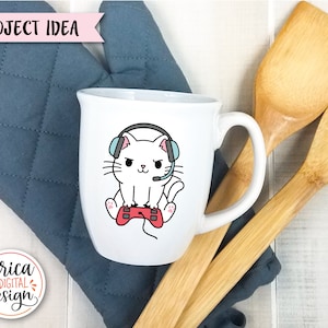 Gamer Cat SVG Cut File Funny Nerd Geek Cat Video Game Gaming Cutting ...