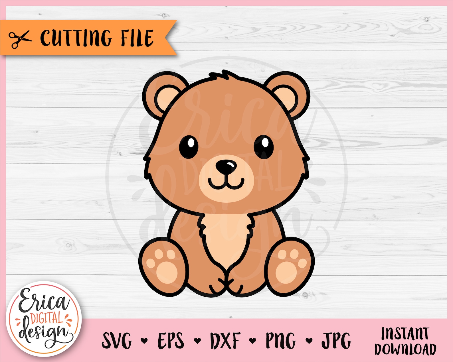 Cute Bear Layered SVG Cut File for Cricut Silhouette Baby Bear Clipart ...