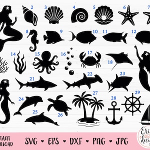 Ocean SVG Bundle Cut File Cricut Silhouette Sea Animal Underwater ...