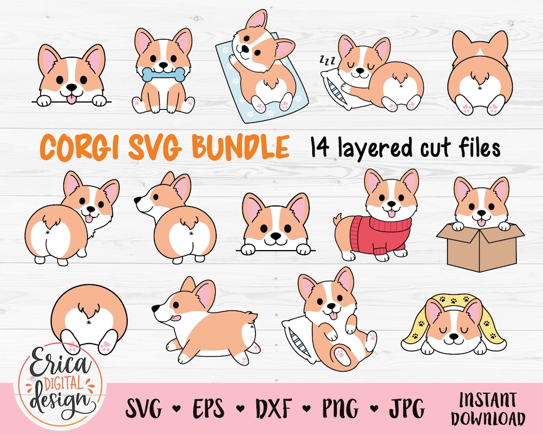 Corgi Layered SVG Bundle Cute Dog Cut File for Cricut Silhouette Funny ...