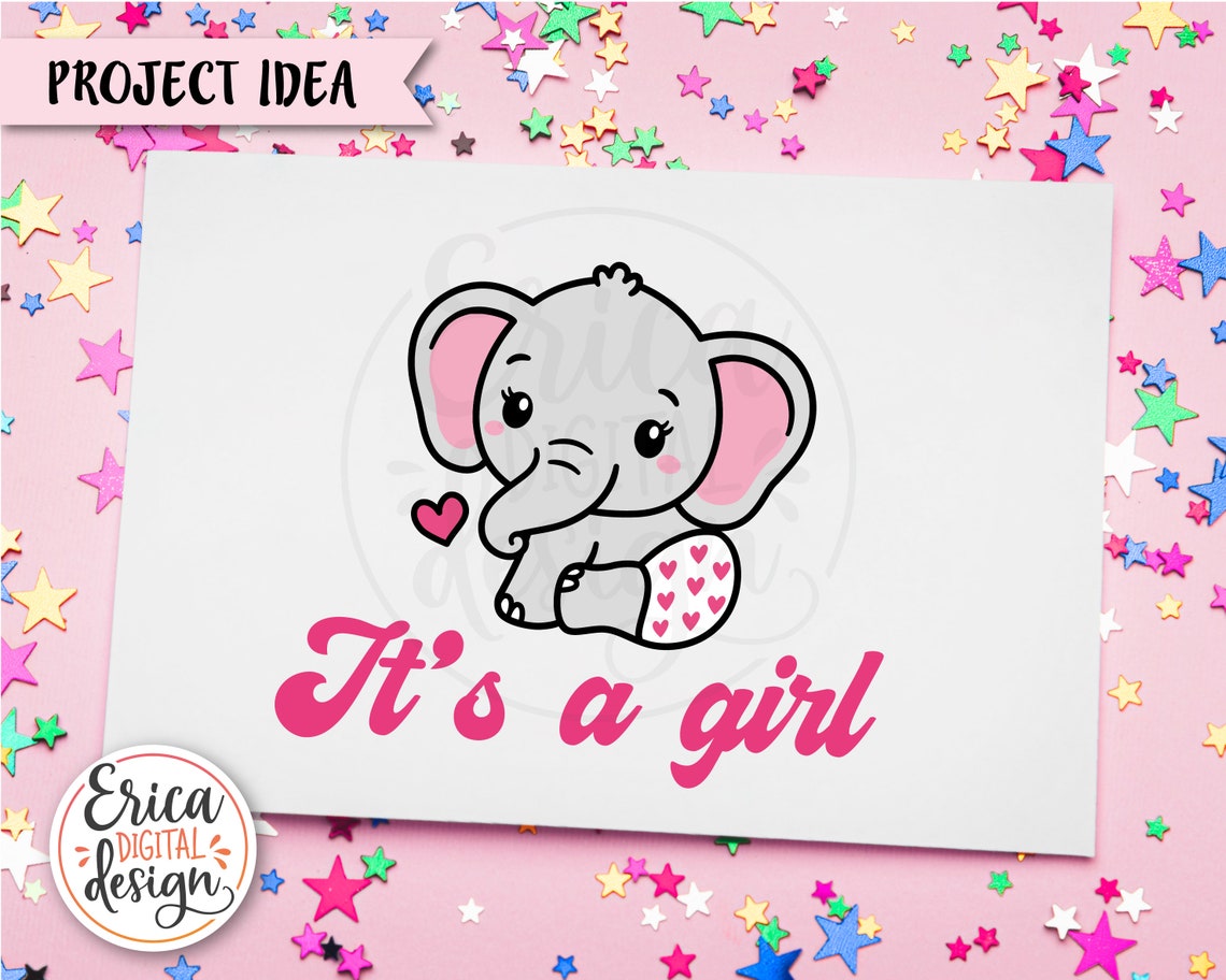 Baby Elephant Girl SVG Cut File Cute Elephant Diaper New Born - Etsy
