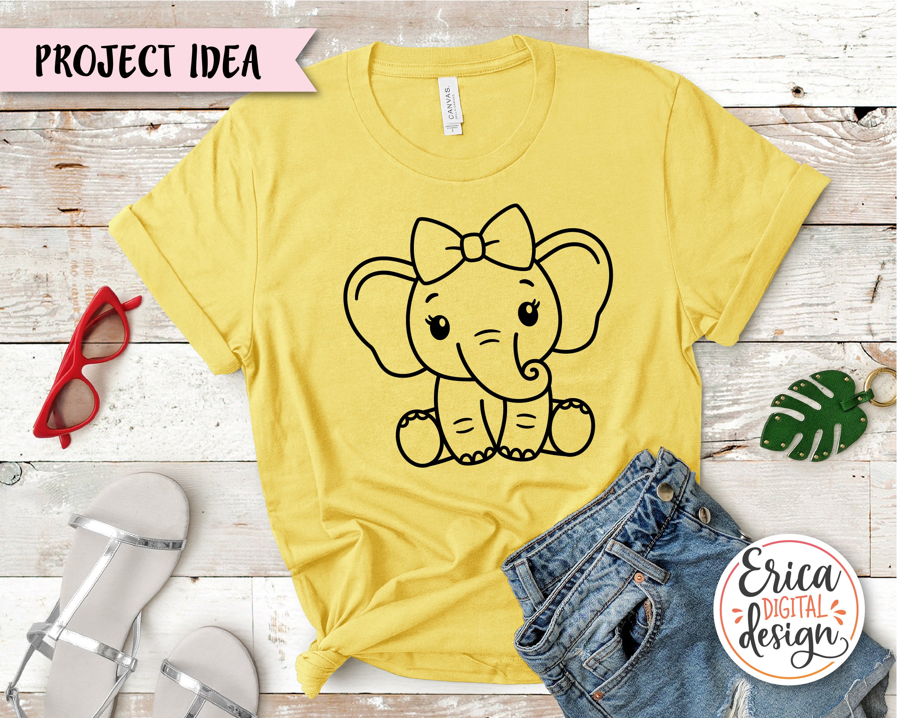 Baby Elephant Girl SVG Cute Sitting Elephant Outline Cut File - Etsy