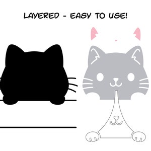 Cute Cat Layered SVG Cut File Name Label Frame Monogram Cutting File ...