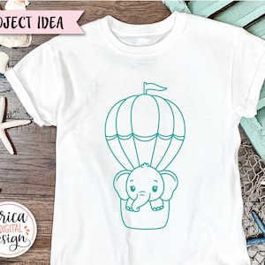Baby Elephant Outline SVG Elephant Hot Air Balloon Cut File Baby Shower ...