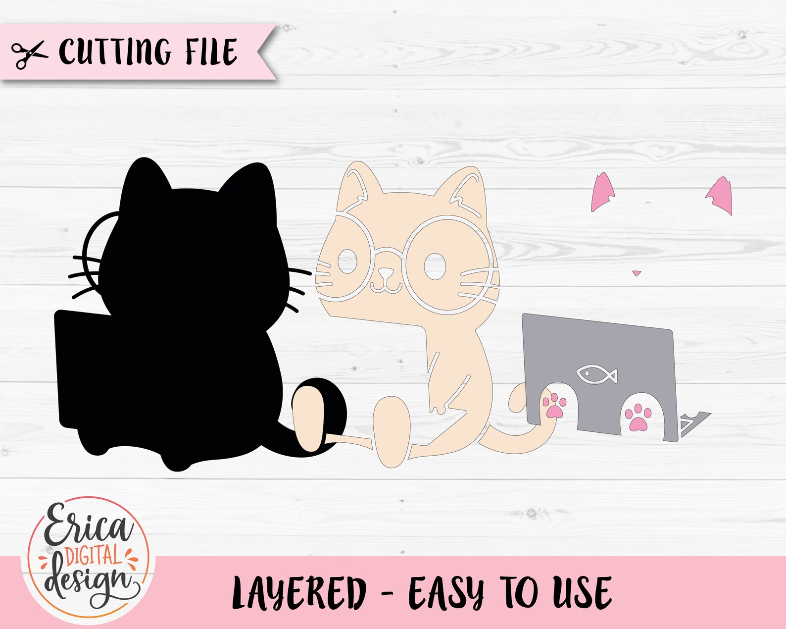 Nerd Cat SVG Cut File Computer Nerd Layered Cutting File Funny - Etsy