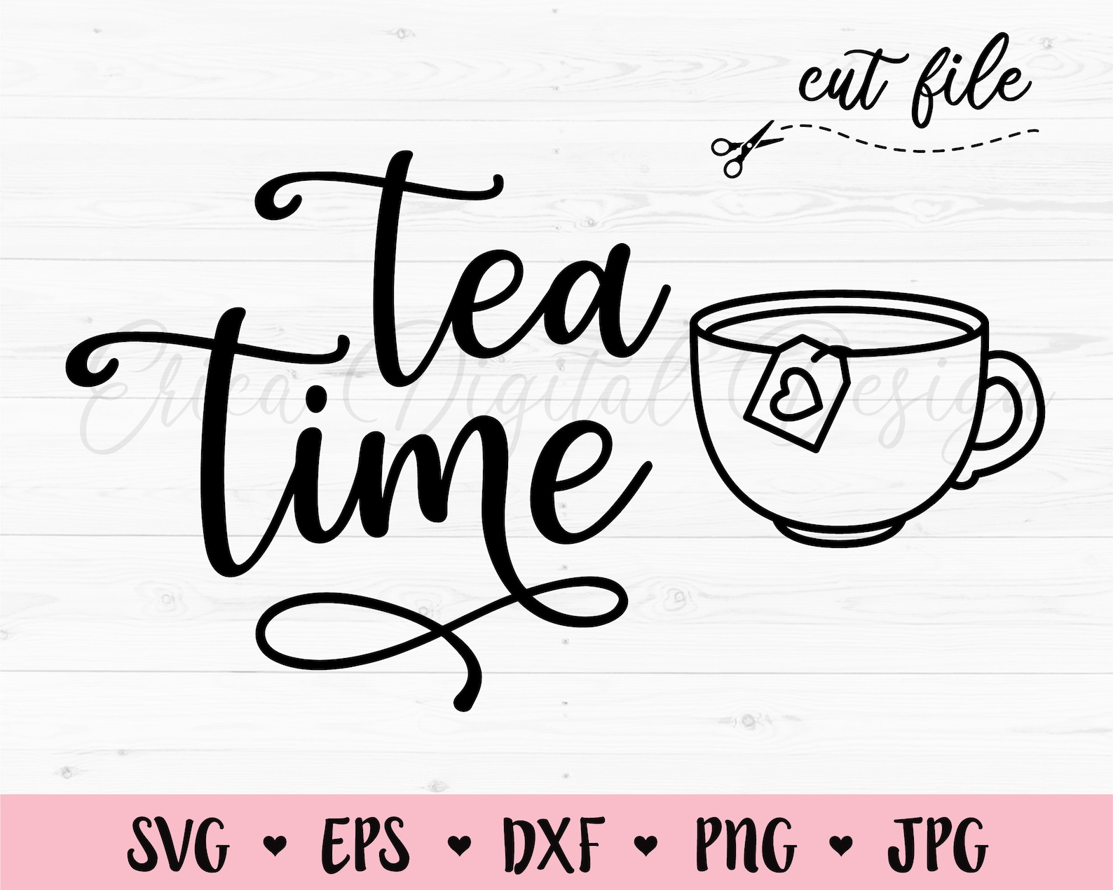 Tea Time SVG Tea Cut File Teacup Tea Lover but First Tea Handlettered ...