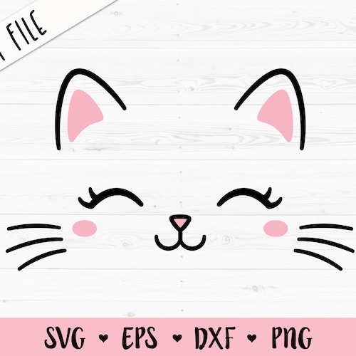 Cat Face SVG Kitten Whiskers Cut File Cute Kitty Eyelashes - Etsy