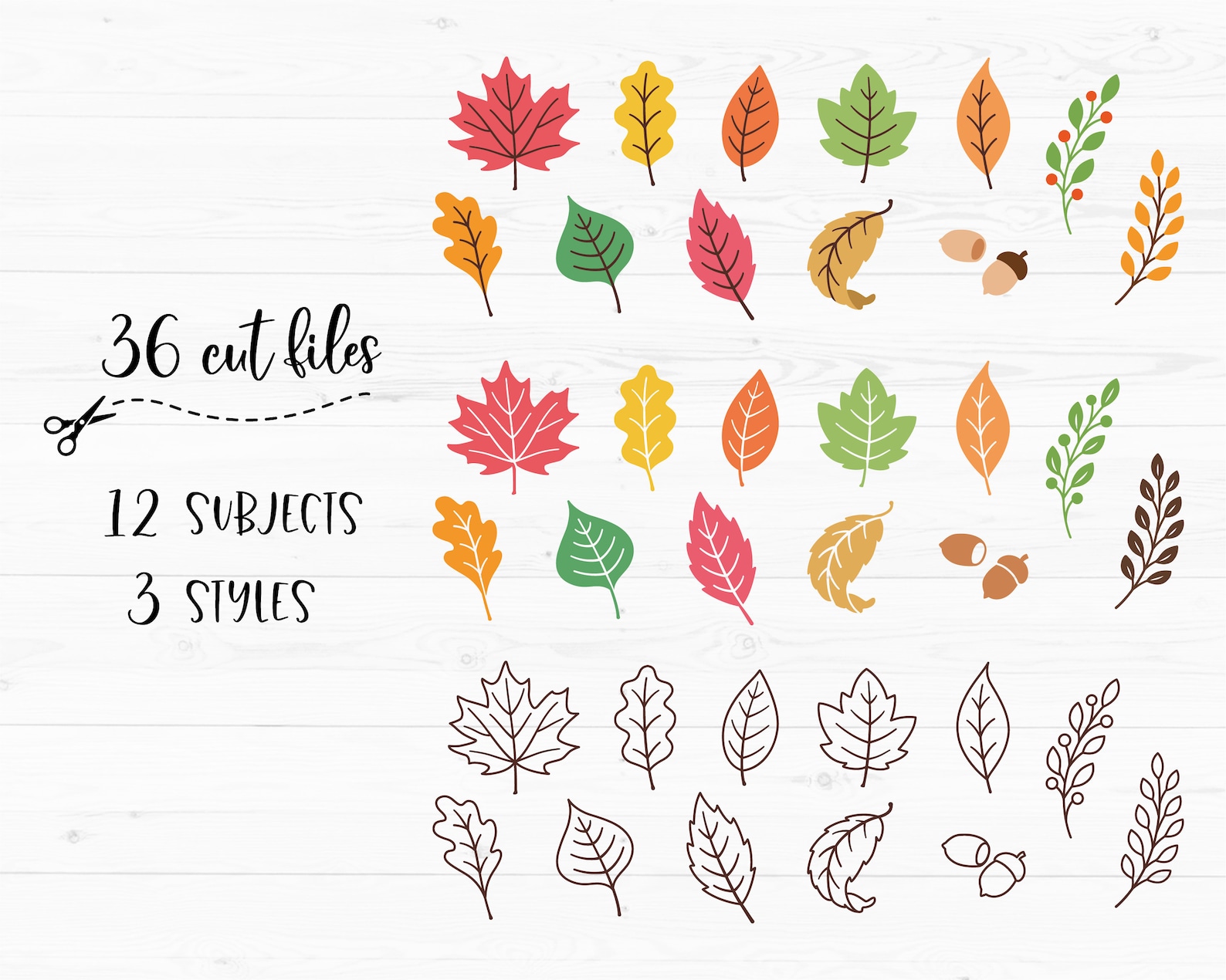 Fall Leaves SVG Bundle Autumn Leaf Cut File October November ...
