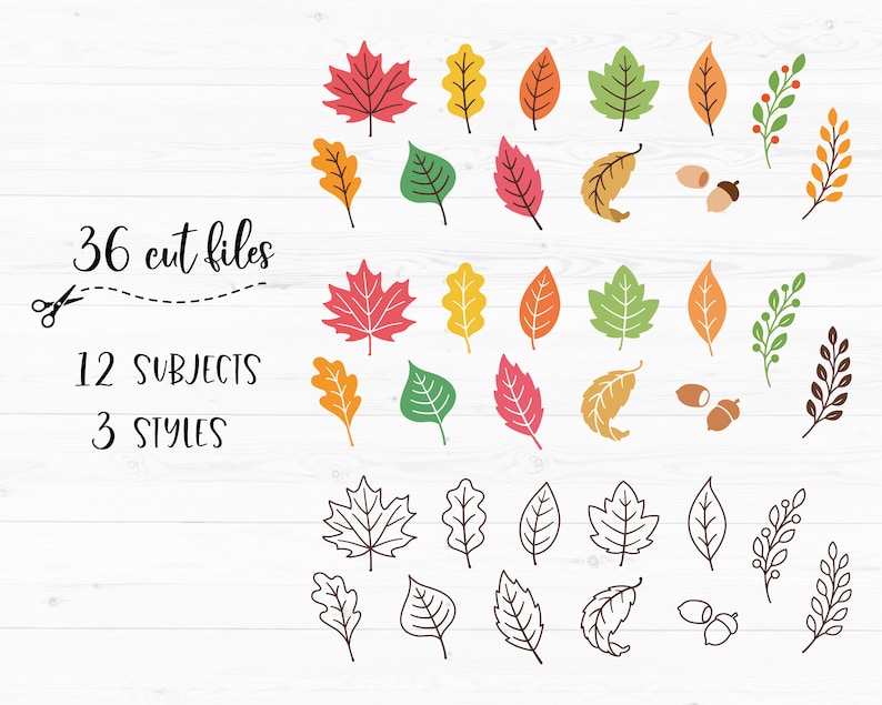 Fall Leaves SVG Bundle Autumn Leaf Cut File October November ...