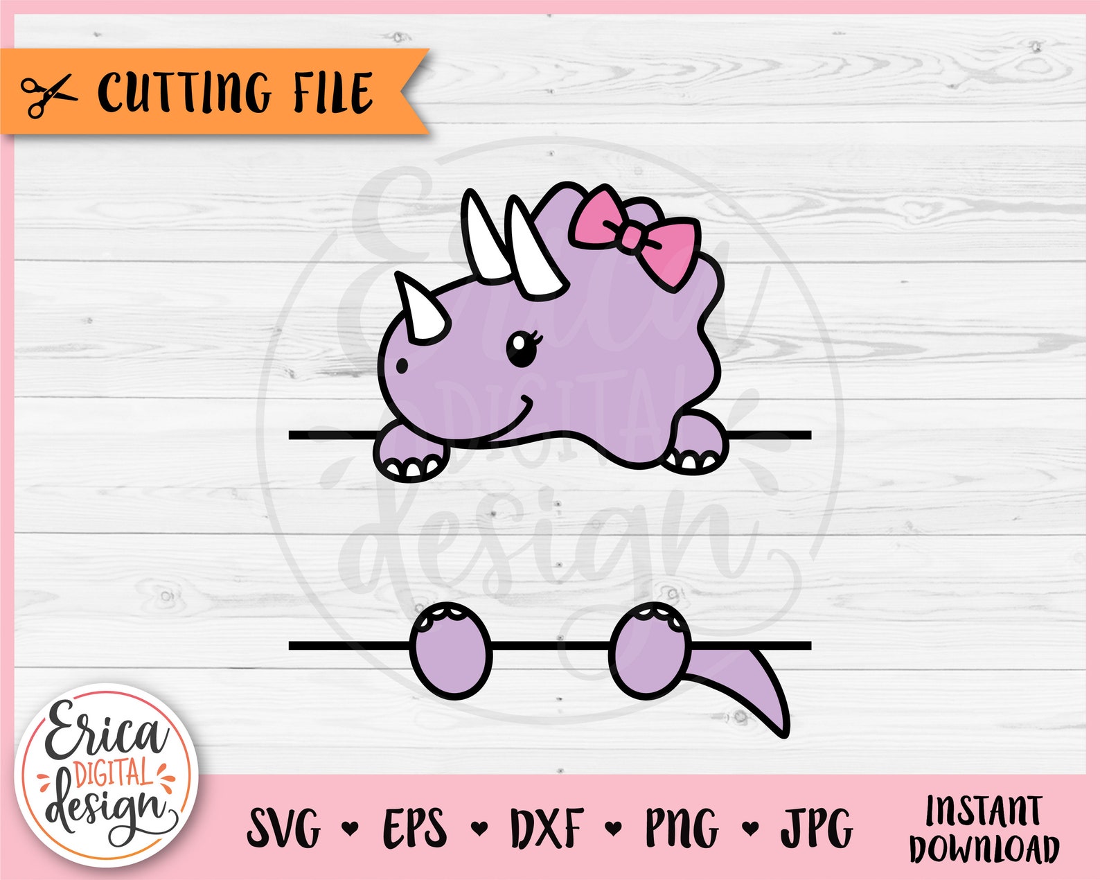 Split Dinosaur Girl SVG Dinosaur Name Frame Cut File Cricut Silhouette ...
