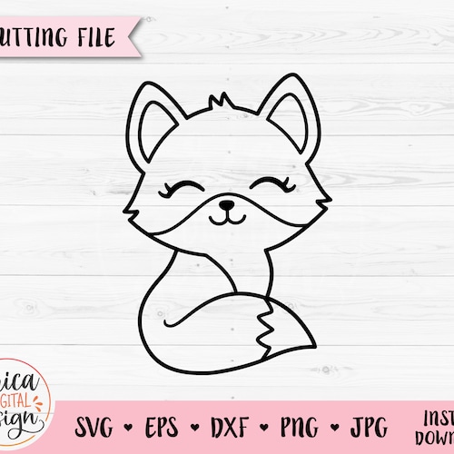 Baby Fox Outline SVG Cut File Cute Fox Baby Shower Boy Girl - Etsy