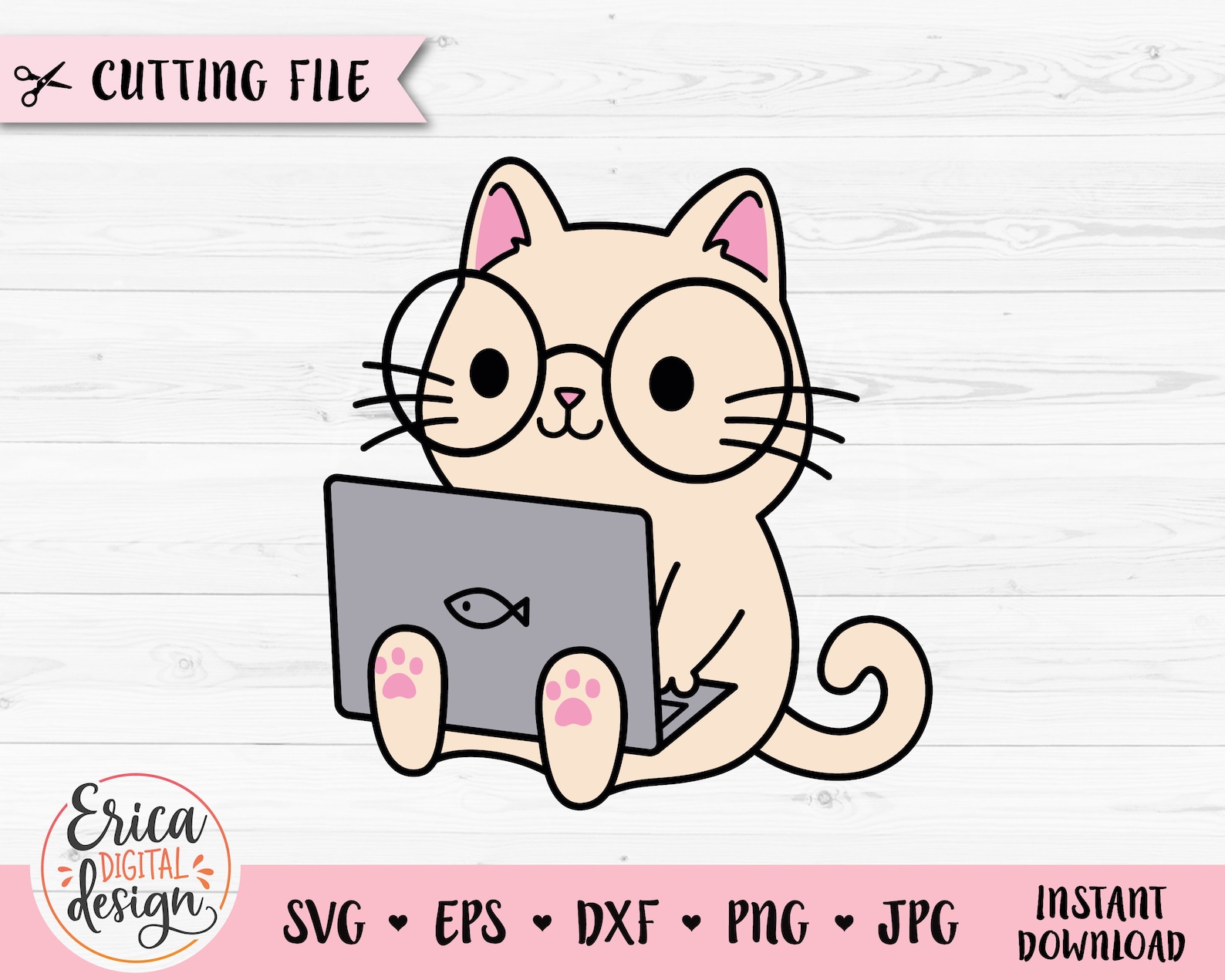 Nerd Cat SVG Cut File Computer Nerd Layered Cutting File Funny - Etsy
