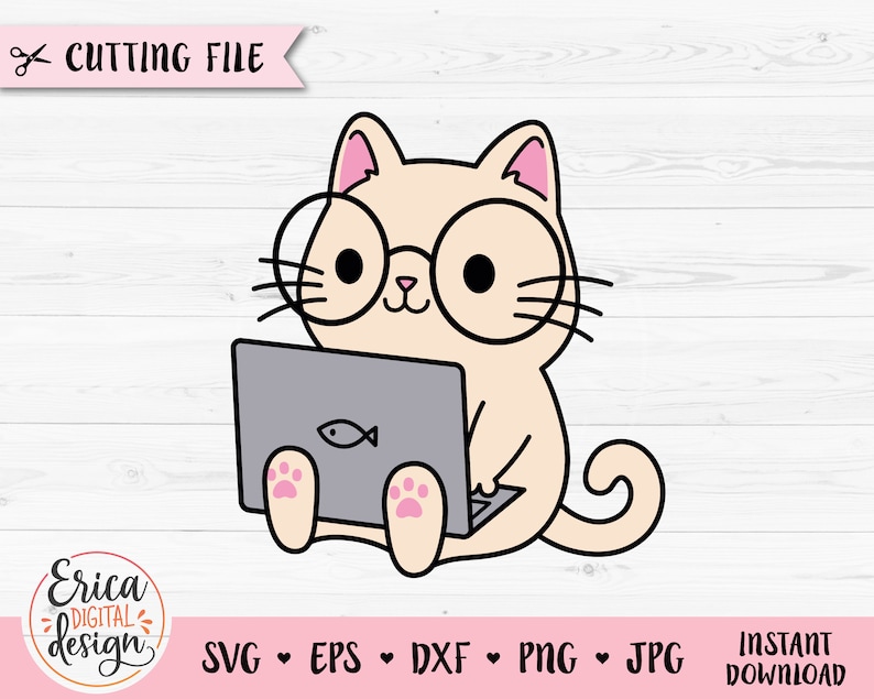 Nerd Cat SVG Cut File Computer Nerd Layered Cutting File Funny - Etsy