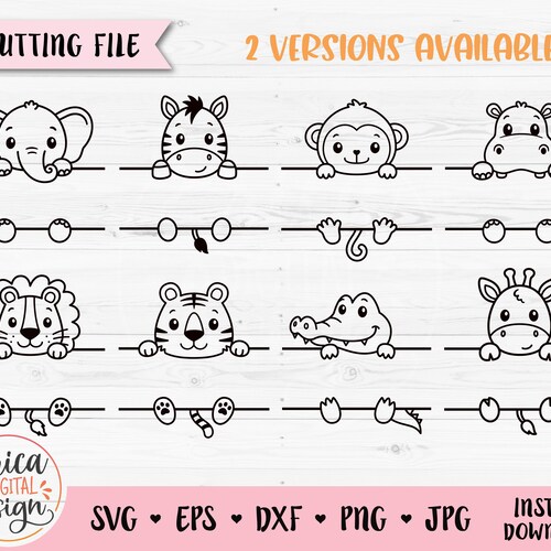 Safari Animals Outline SVG Cut File Cricut Silhouette Cute - Etsy